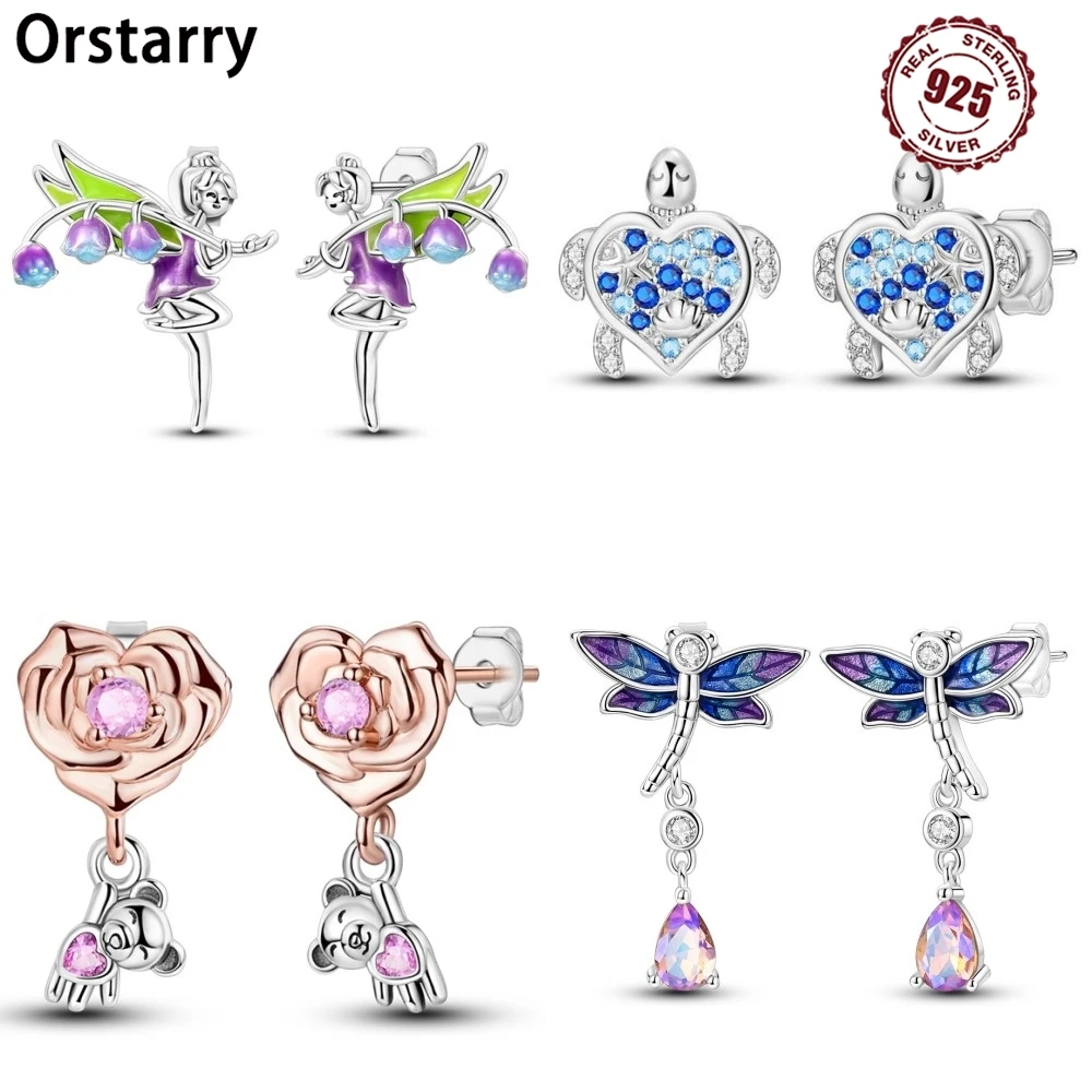 925 Sterling Silver Purple Lily of the Valley Elf Stud Earrings For ...