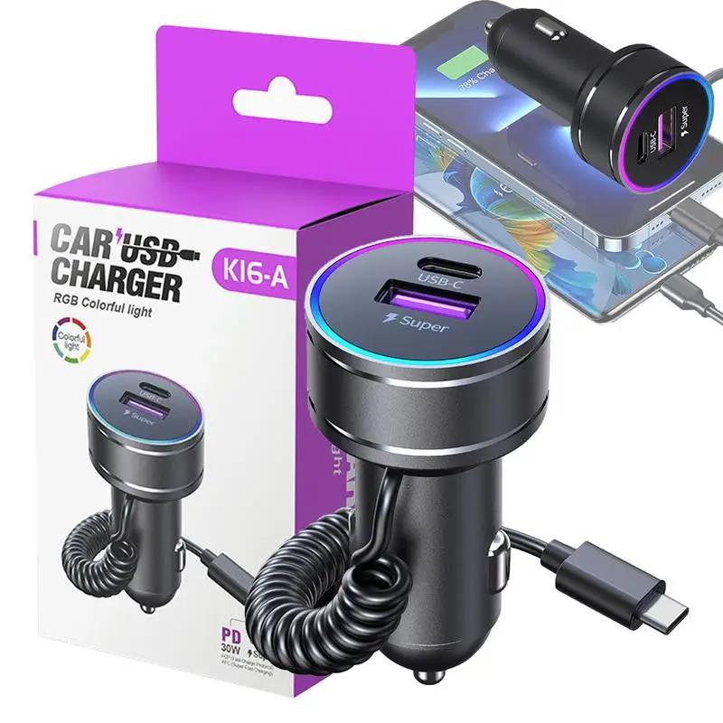 Car-Charger-Adapter-Fast-Charging-PD-30W-Type-C-Adapter-Block-With ...