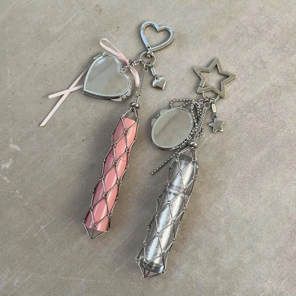 Vintage Portable Metal Net Lipstick Bag Silver Creative Lip Balm Bag ...