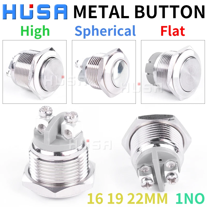1NO 16 19 22mm Screw feet termina Momentary metal push button switch ...