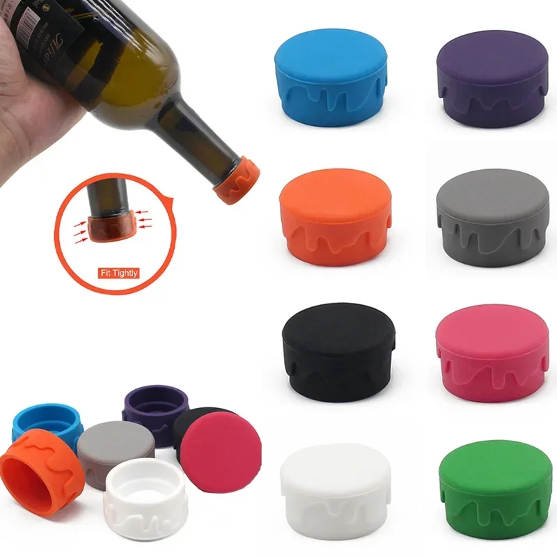 Reusable Silicone Bottle Cap Dripping Wax Pattern Wine Stoppers Beer ...