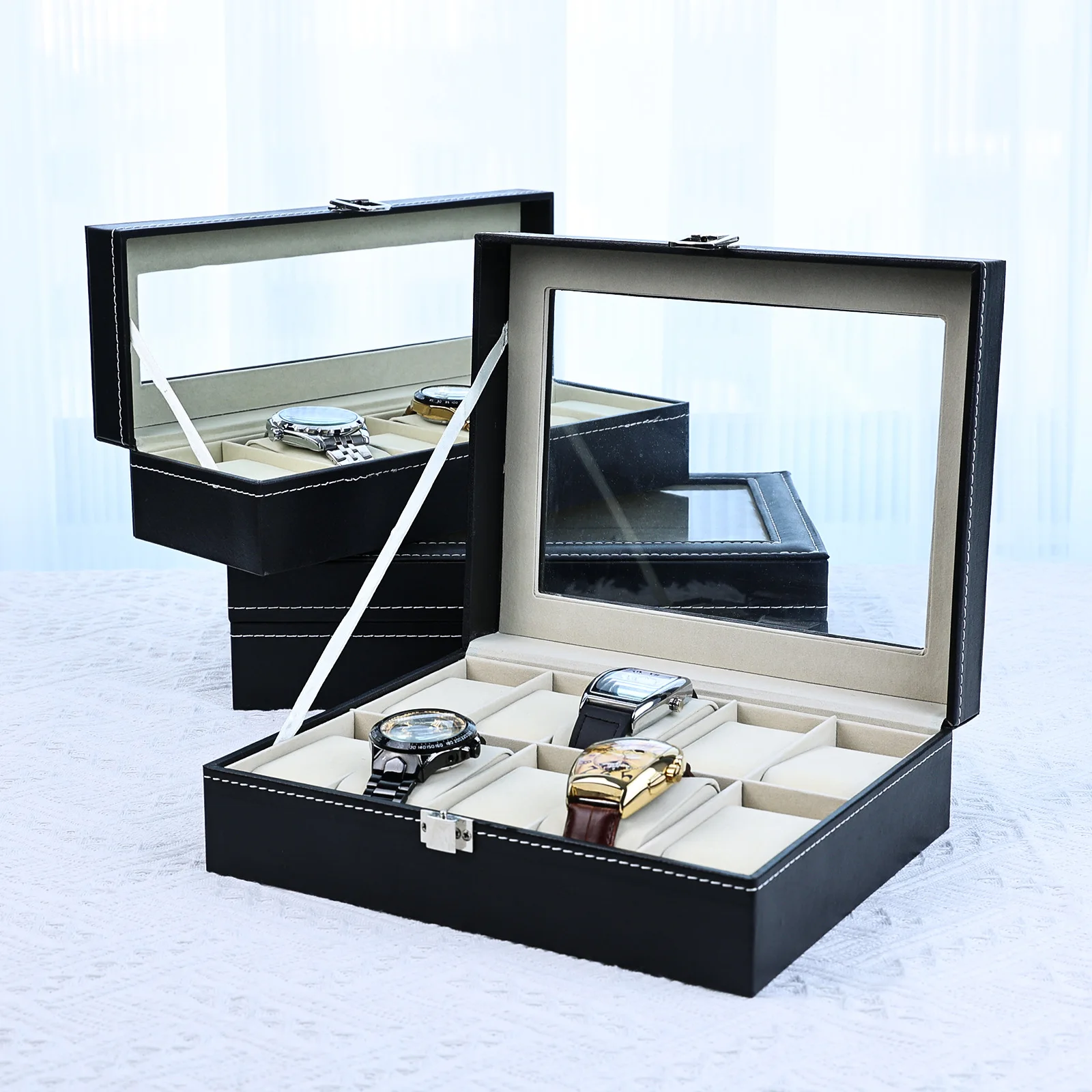 6-10-12-Grids-Watch-Box-PU-Leather-Watche-Case-Holder-Organizer-Watch ...