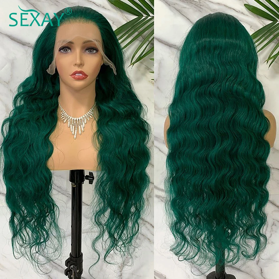 Turquoise Color Lace Front Wig Human Hair 28 30 Inch Brazilian Body ...