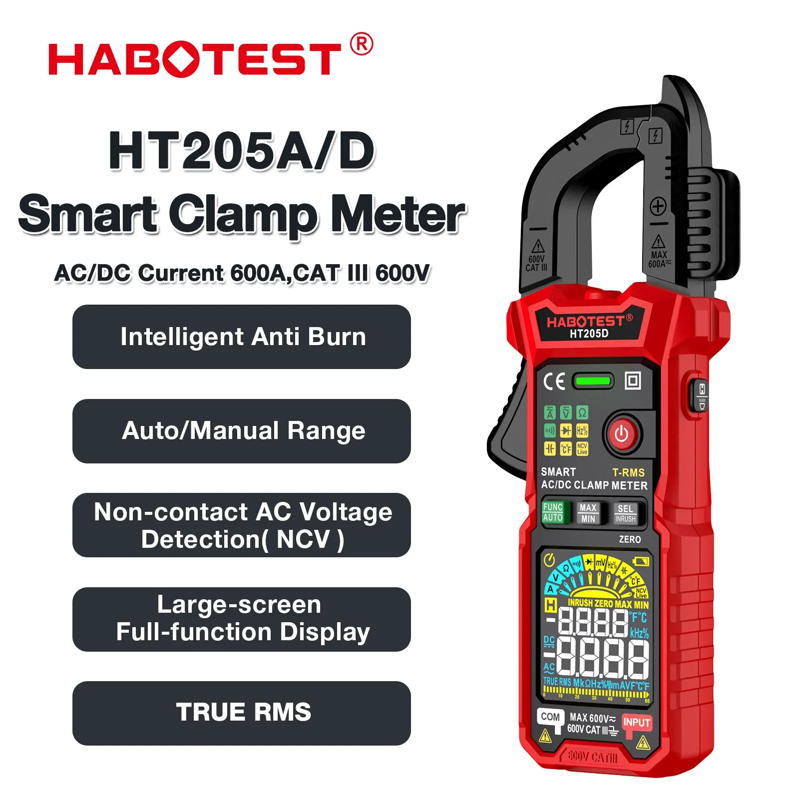HABOTEST-Digital-Clamp-Meter-Alcance-Autom-tico-Mult-metro-True-RMS-NCV ...