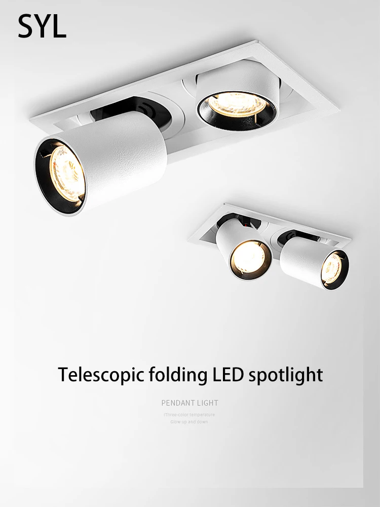 LED Spotlights Telescopic Folding Grille Spot Light Double Heads COB ...
