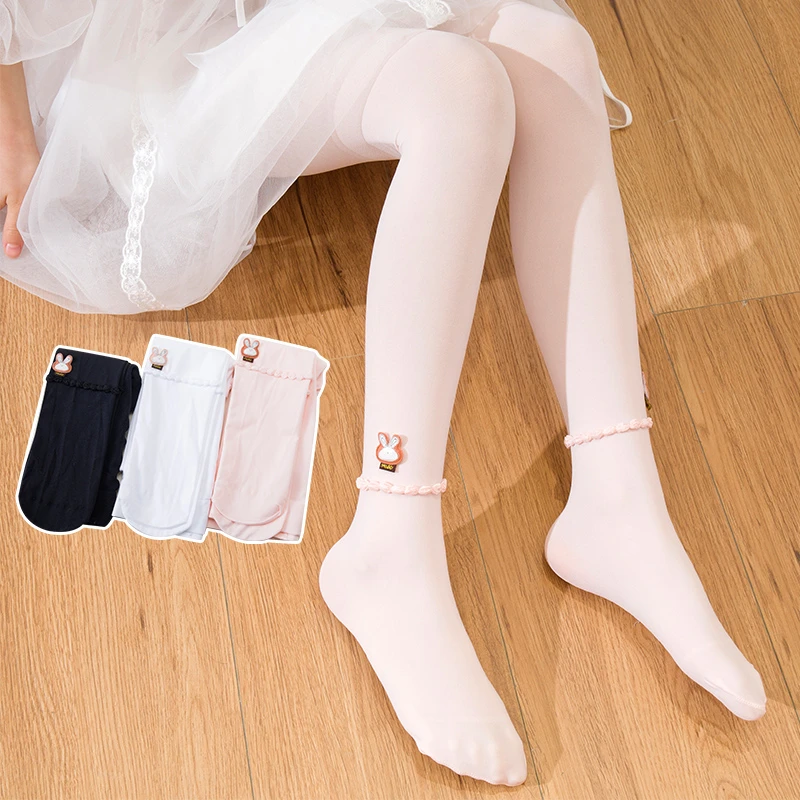 봄 여름 얇은 벨벳 통기성 아기 소녀 귀여운 발레 스타킹, 토끼 레이스 댄스 팬티 스타킹, 어린이 공주 만화 스타킹 ...