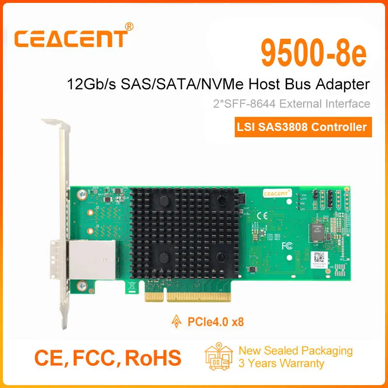 HBA-9500-8e-LSI-SAS3808-12Gb-s-SAS-SATA-NVMe-Storage-Controller-PCIe-4 ...