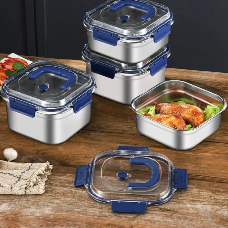 Portable Stainless Steel Fruit Salad Food Container Large Capacity Seal ...