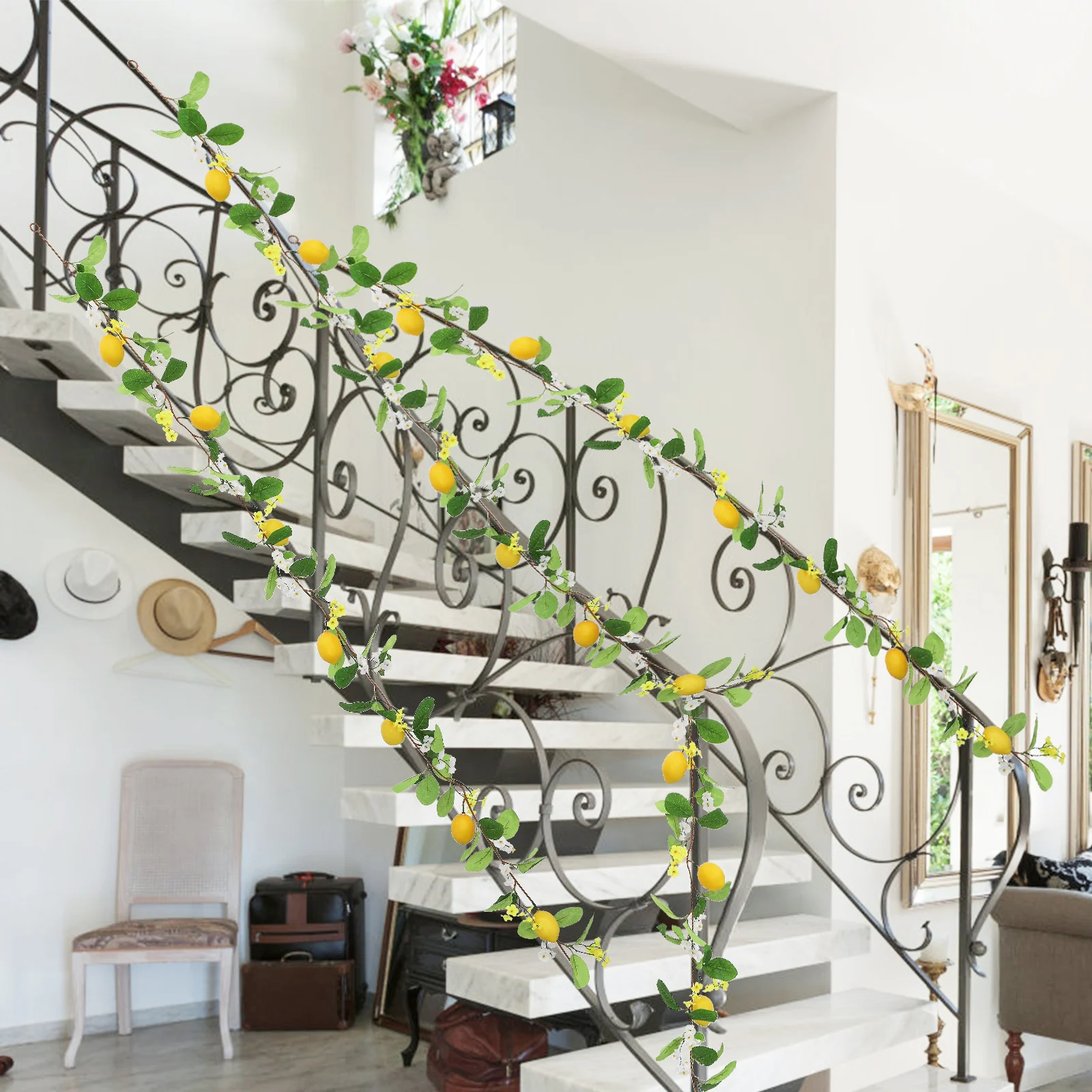 1-Pc-Artificial-Plant-Vine-Fake-Foam-Lemon-Silk-Green-Leaves-Flower ...