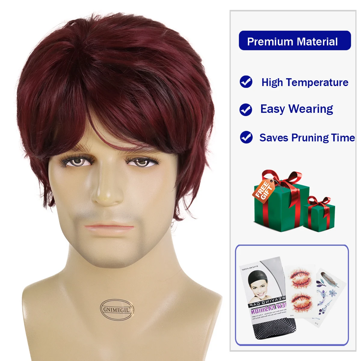 Red Hair Wig For Men