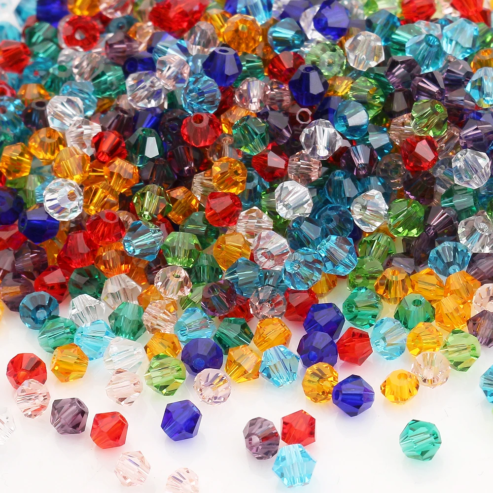 Mixed-Colors-Czech-Bicone-Spacer-Beads-2-3-4-6-8mm-AAA-Crystal-Glass ...