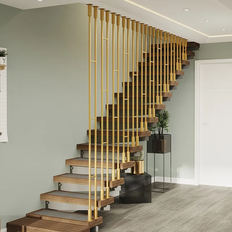 Wrought iron staircase handrail side-mounted railing indoor family ...