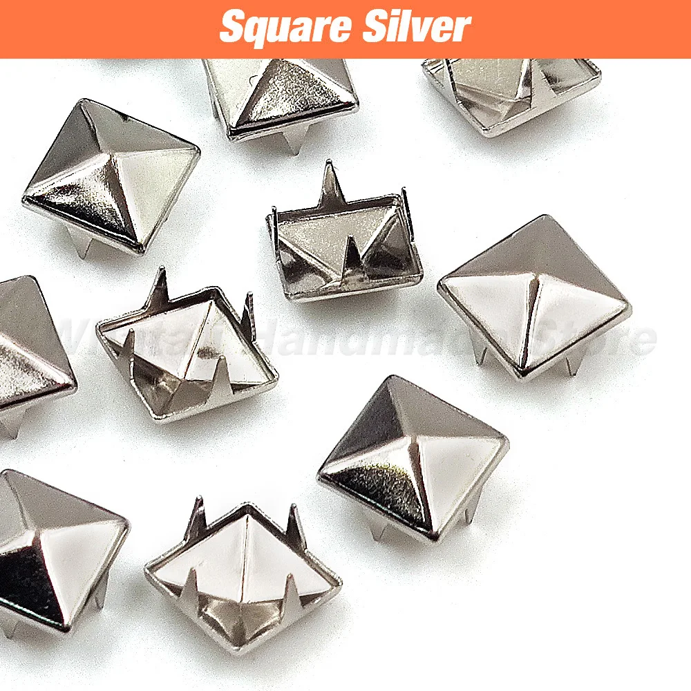 RIVET,Square Gold-10mm--Rivets à pointes métalliques de 6-7-8-9-10-12mm ...