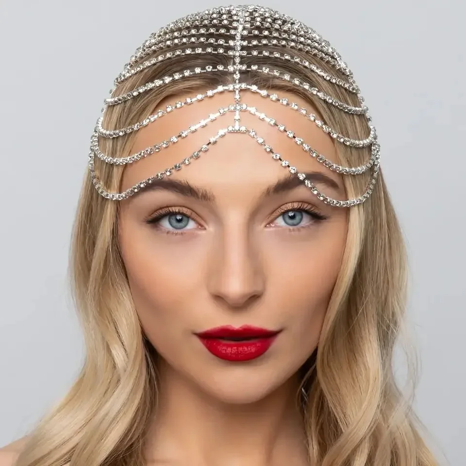 Crystal Mesh Hat for Women with Rhinestone Whole Head Piece Accessories ...