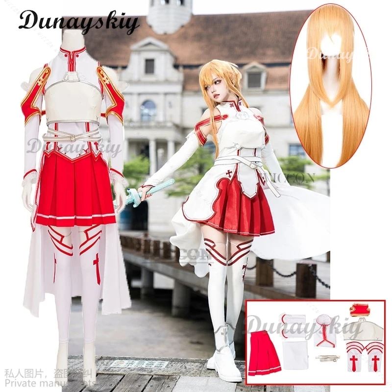 Anime-Sword-Art-Online-Yuuki-Asuna-Cosplay-Costume-Wig-Necklace-Women ...