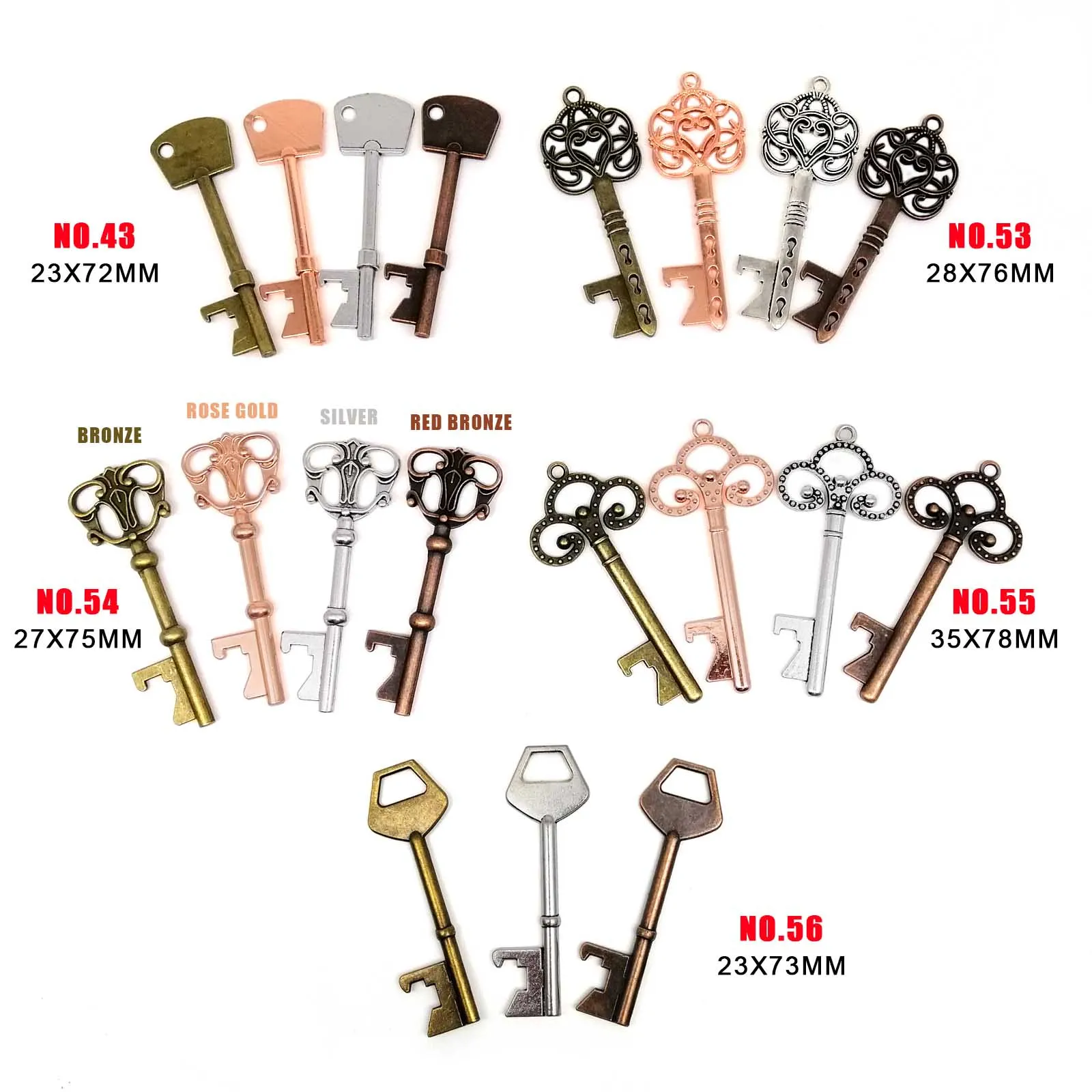5pcs Large Big Old Looking Decorative Vintage Key for Steampunk Charms ...
