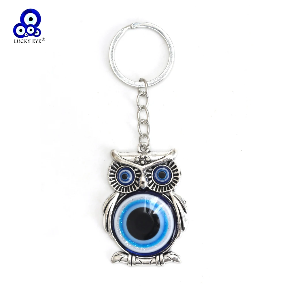Lucky Eye Alloy Owl Pendant Keychain Turkish Evil Eye Key Chain Holder ...