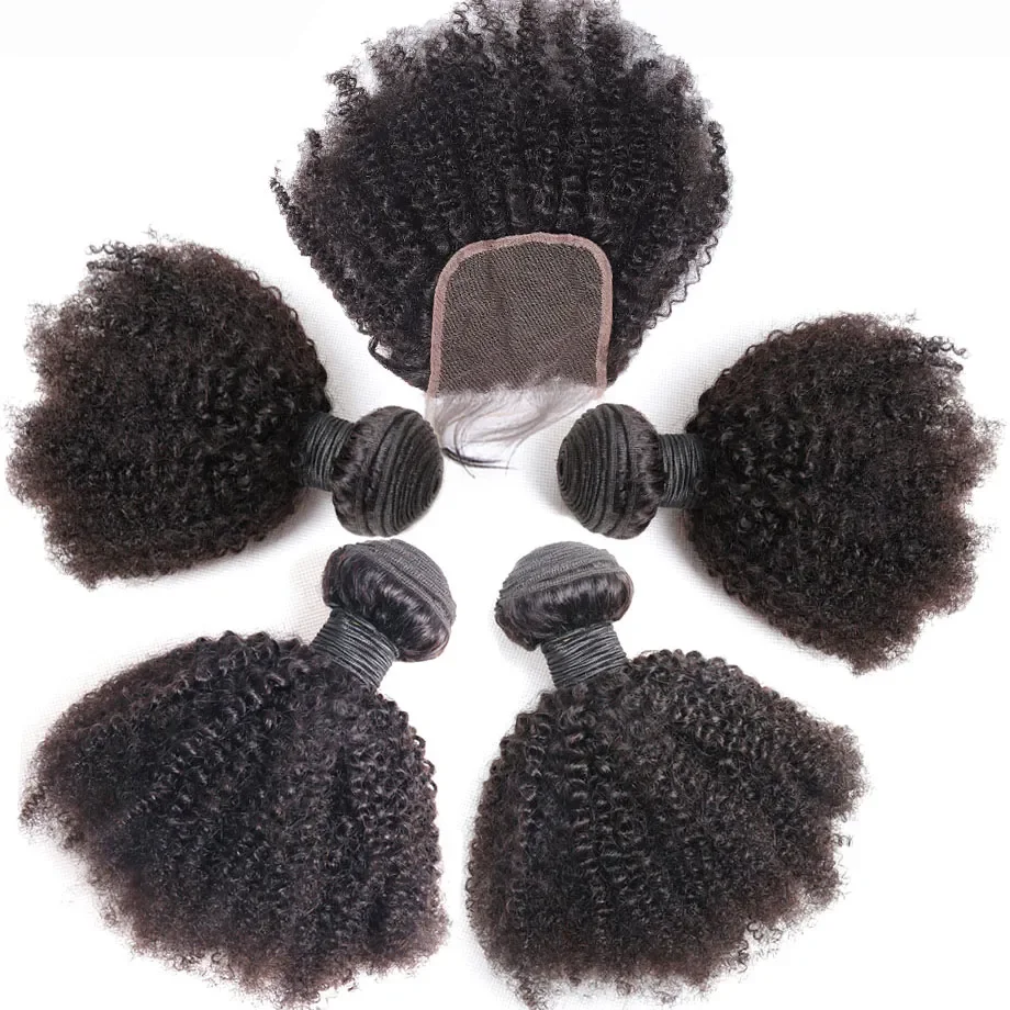Mechones-de-cabello-humano-rizado-con-cierre-Afro-rizado-3-4-mechones ...