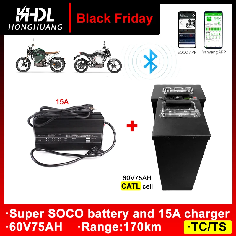 For Super SOCO TC MAX Battery 72V 70AH Bluetooth APP Direct, 52% OFF