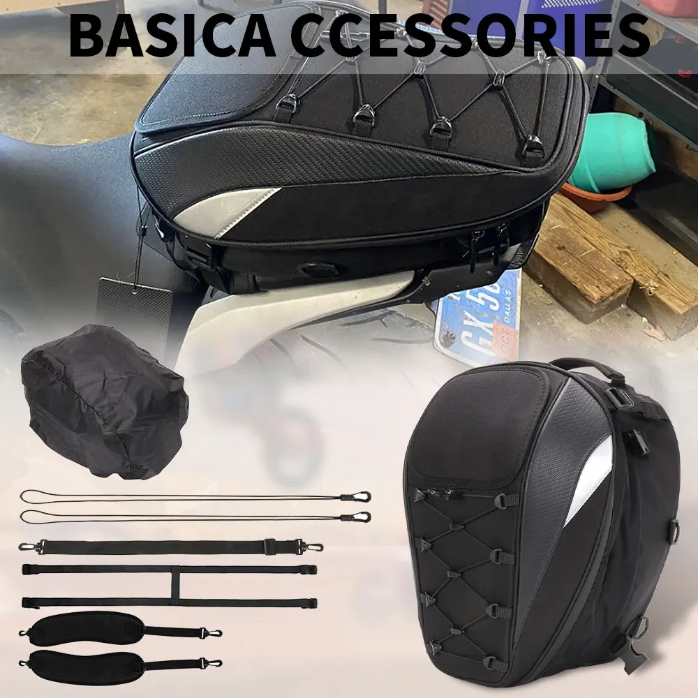 Universal Motorcycle Tail Bag, Waterproof High Capacity Rear Seat Bag ...