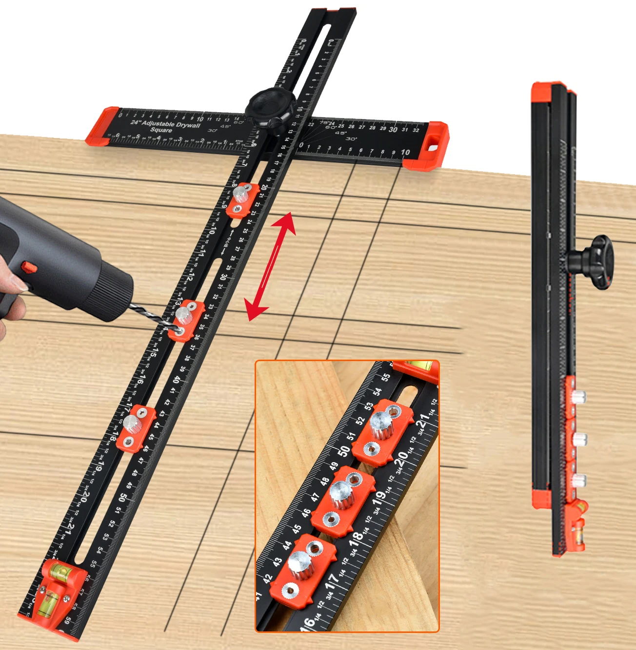 2-in-1-Drilling-Positioning-Ruler-Combination-Angle-Ruler-T-Shaped ...