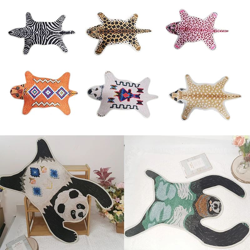 Nordic-Style-Crystal-Velvet-Irregular-Animal-Floor-Mat-Printed-Panda ...