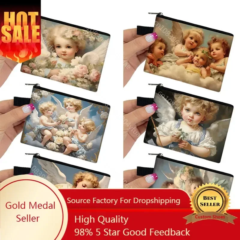 Oil Painting Angel Baby Print Coin Purses Women Angel Small Wallet ...