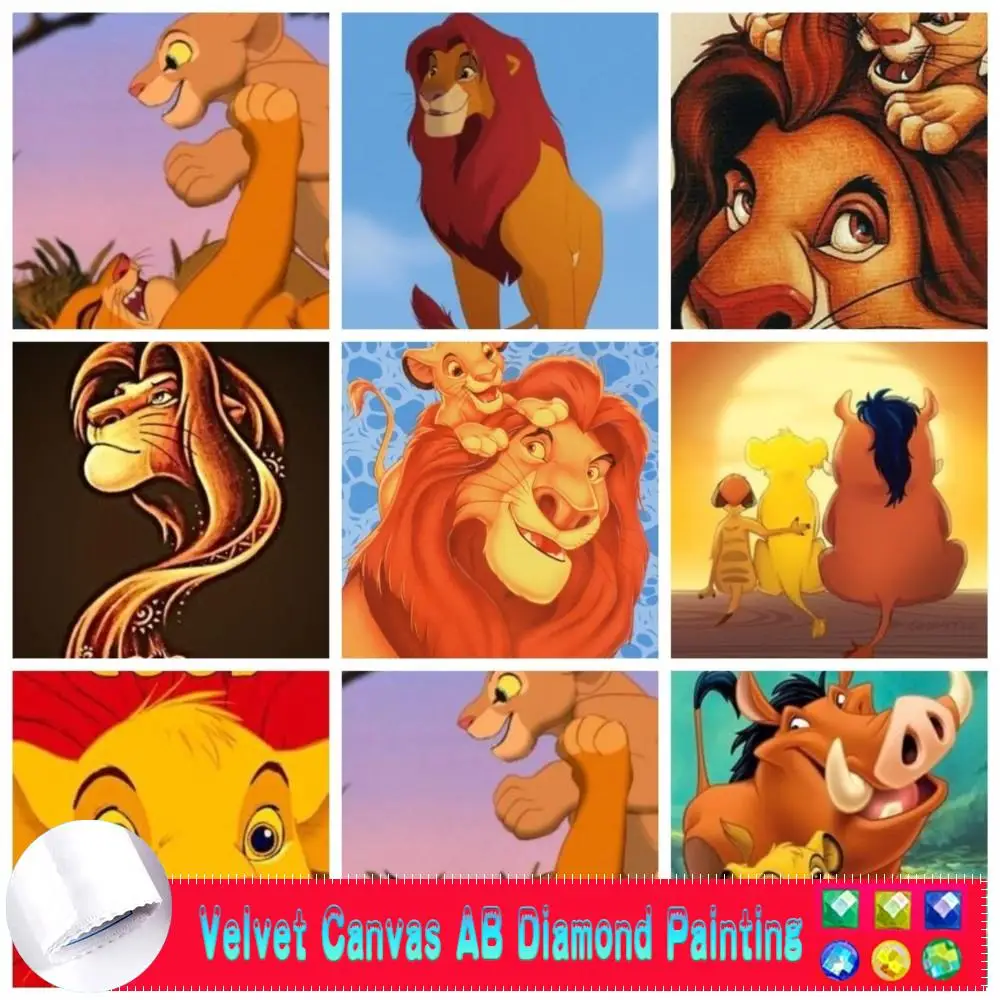Diy-5d-AB-Velvet-Canvas-Diamond-Painting-Art-Disney-The-Lion-King ...