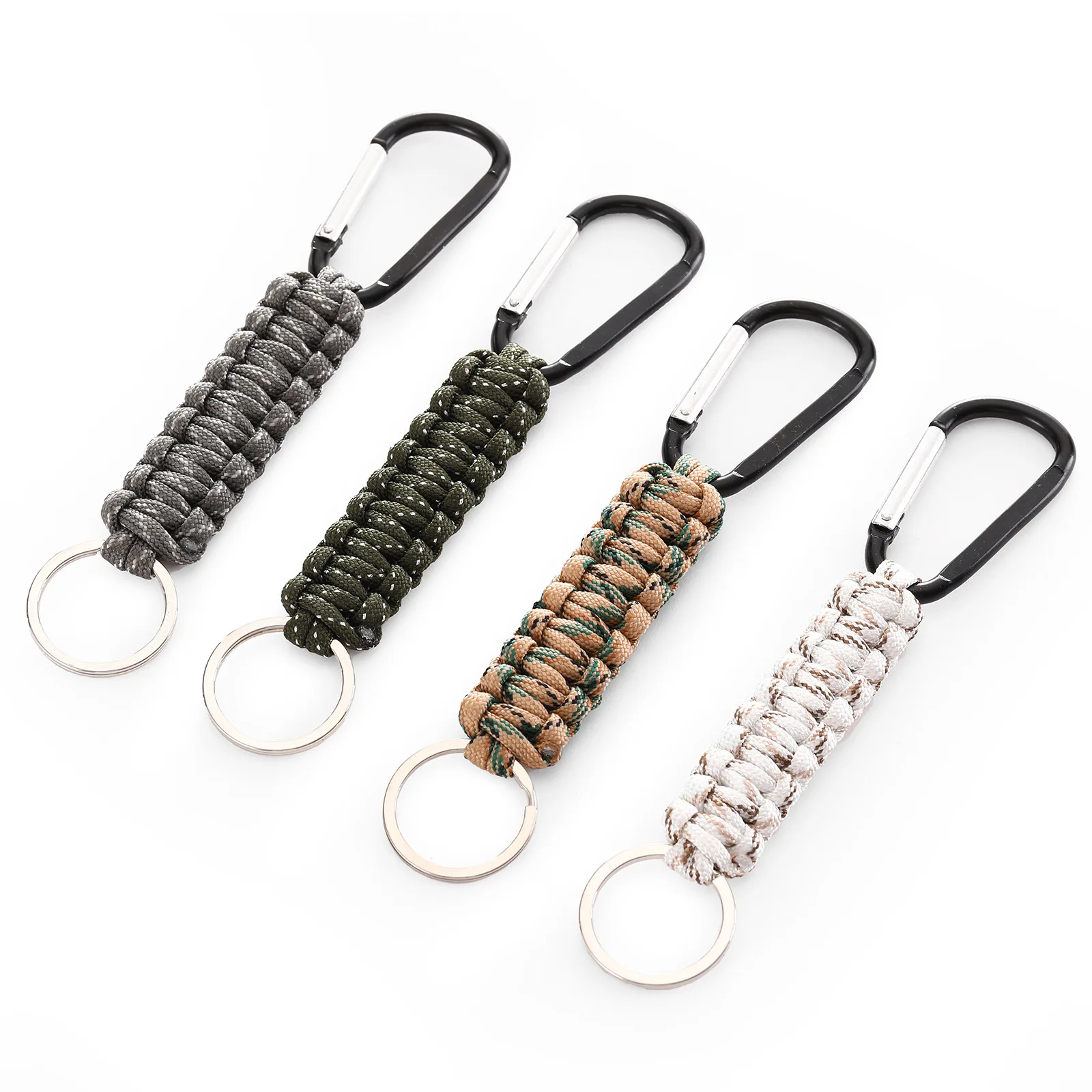 Outdoor-Keychain-Carabiner-Clip-Military-Paracord-Braided-7-Core-Rope ...