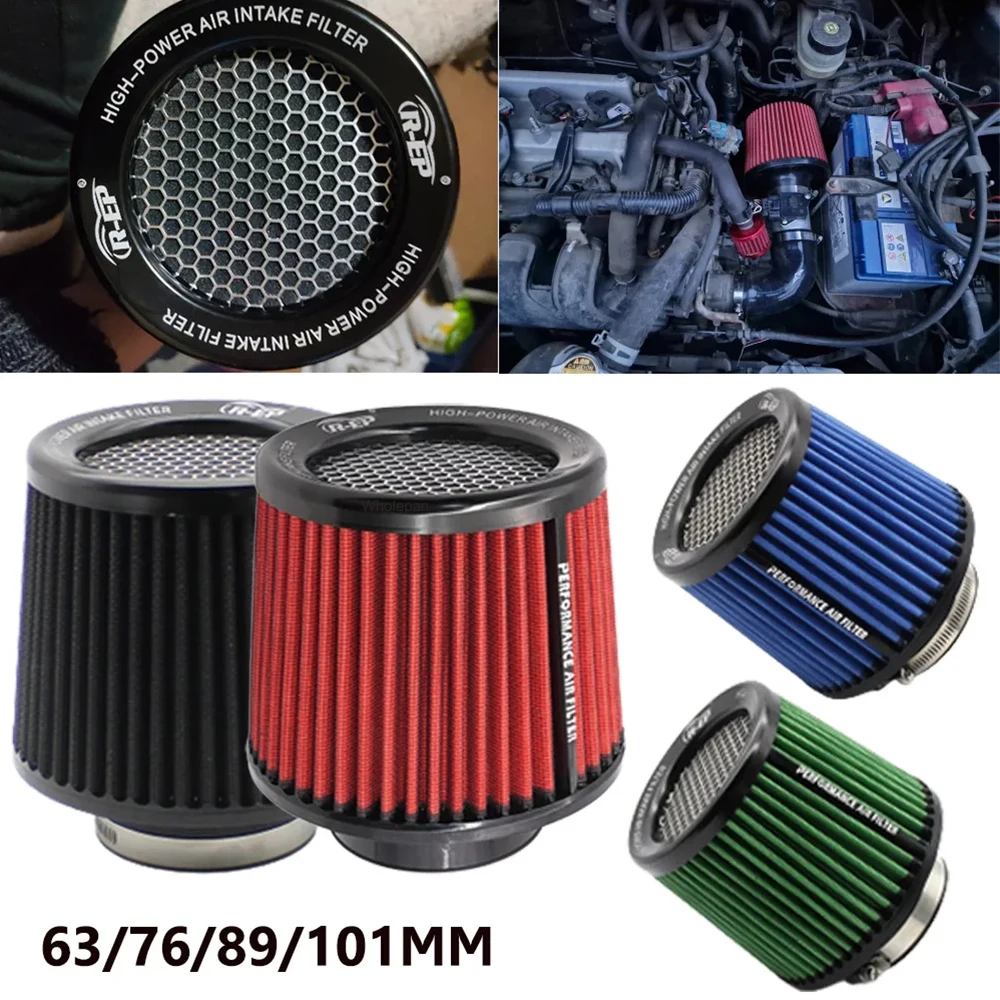 63-76-89-101mm-Universal-Car-Air-Filter-High-Flow-Cone-Cold-Air-Intake ...
