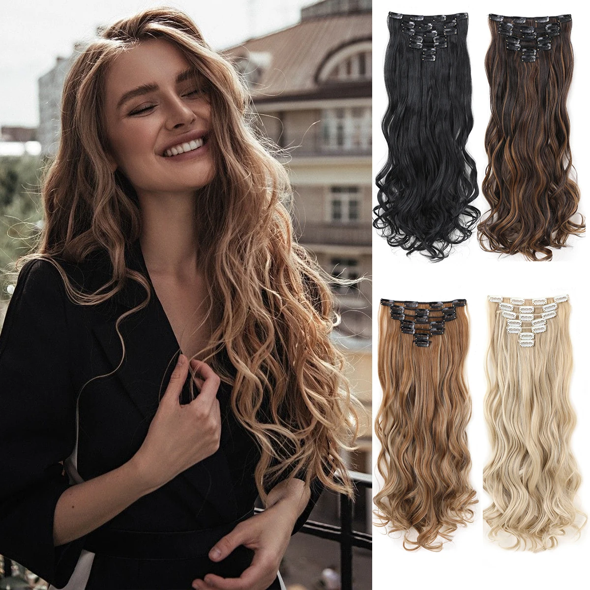 Clip-in-Hair-Extensions-7-Pcs-Set-Synthetic-Long-Wavy-Hairpieces-22 ...