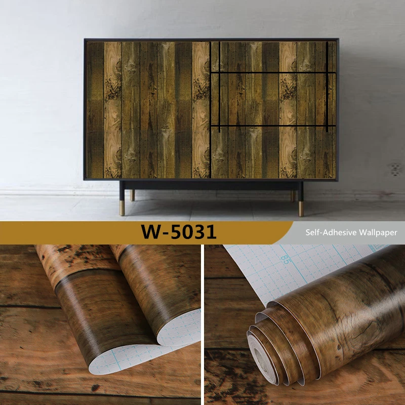Wood Grain PVC Waterproof Self Adhesive Wallpaper Kitchen Wardrobe ...