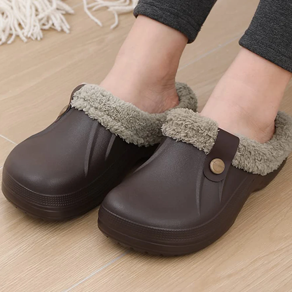 Shevalues-Fashion-Fur-Lined-Clogs-For-Women-Men-Winter-Fluffy-House ...