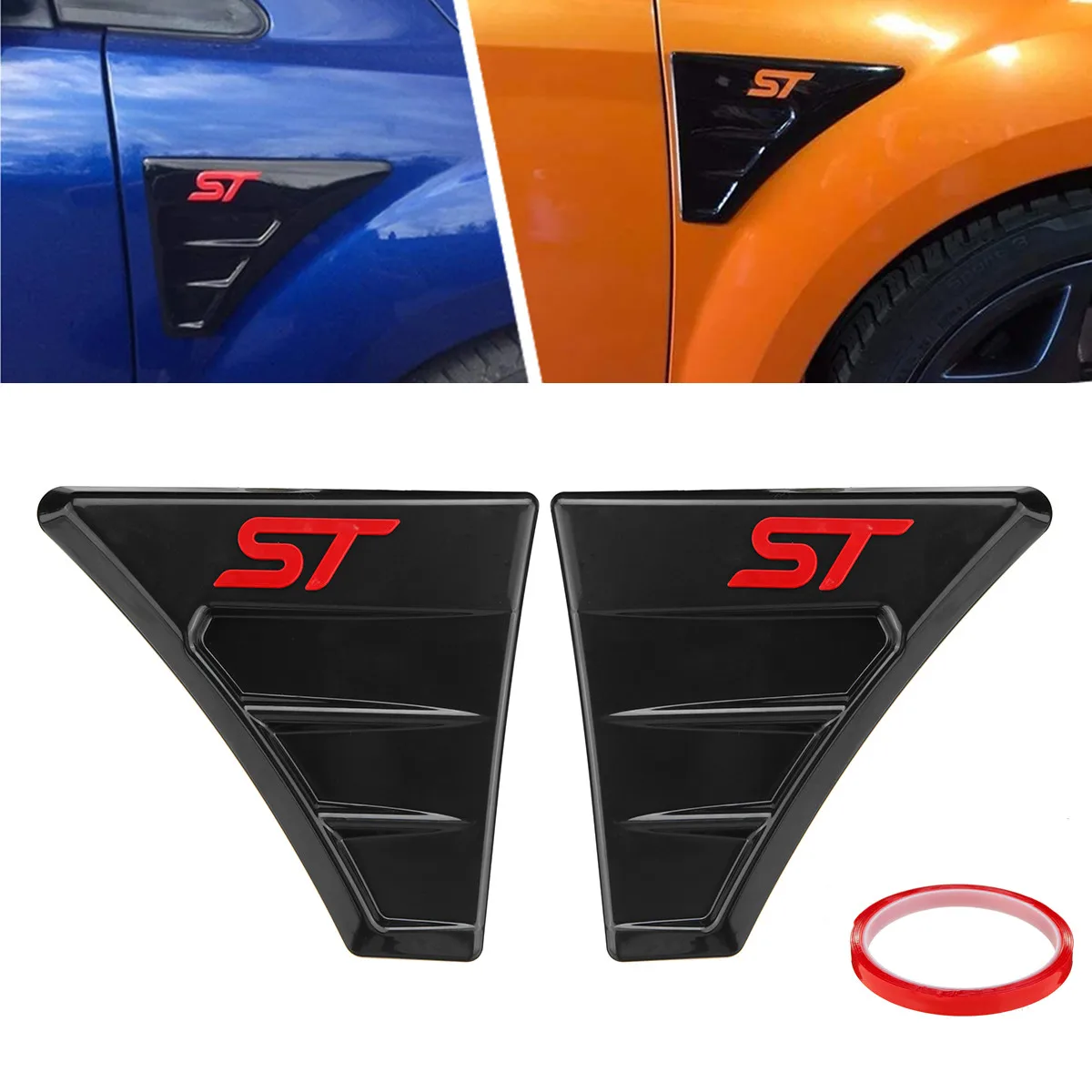 NEW-Red-Car-Side-Fender-Spoiler-Outflow-Vent-Sticker-Trim-Molding-ST ...