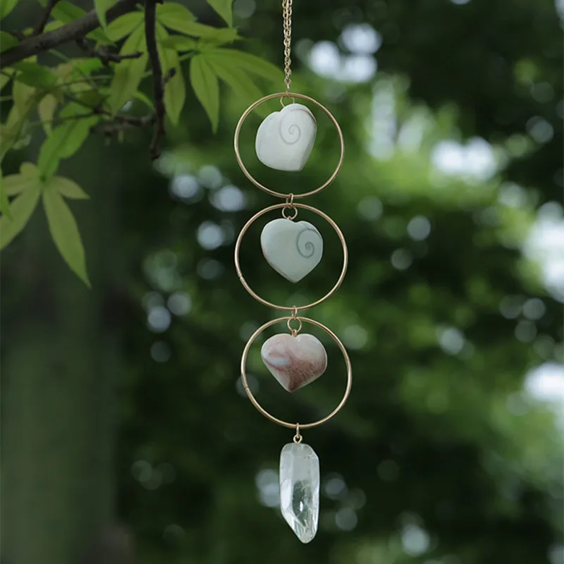Shell-Heart-Shape-Cute-Cowry-Car-Hanging-Garden-Ornament-Crystal-Pillar ...