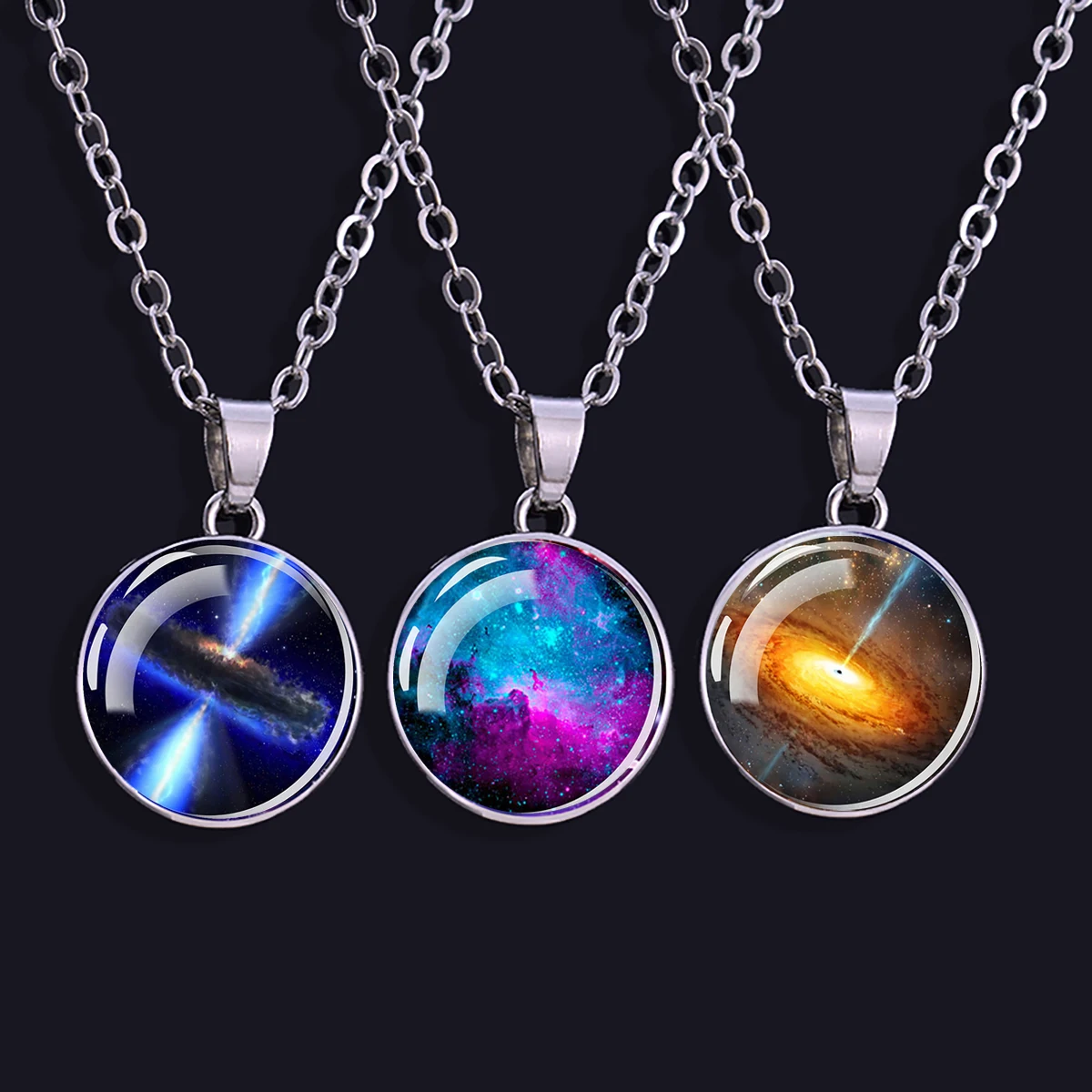 1PC-Black-Hole-Pendant-Necklace-Galaxy-Planet-Button-Necklace-Space ...