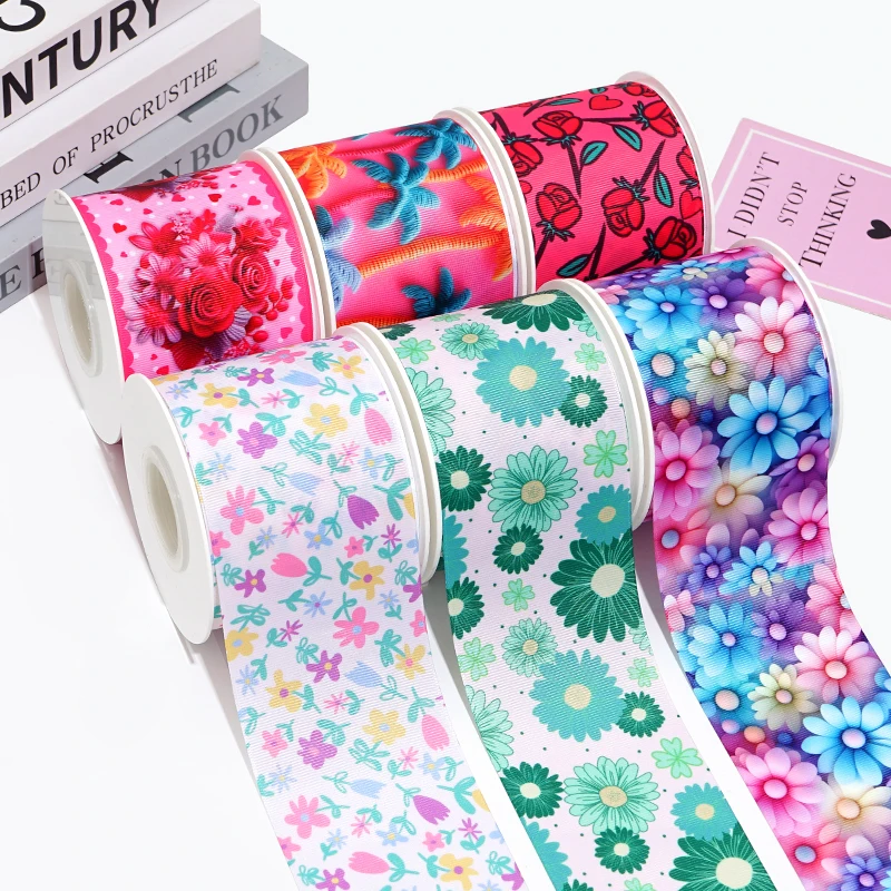 5-Yards-75mm-Flowers-Food-Ribbons-Little-Girls-Cartoon-Grosgrain-Satin ...