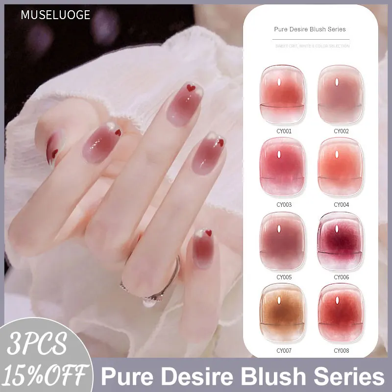 MUSELUOGE-8color-set-Cute-Blush-Series-Gel-Nails-Polish-15ml-Semi ...