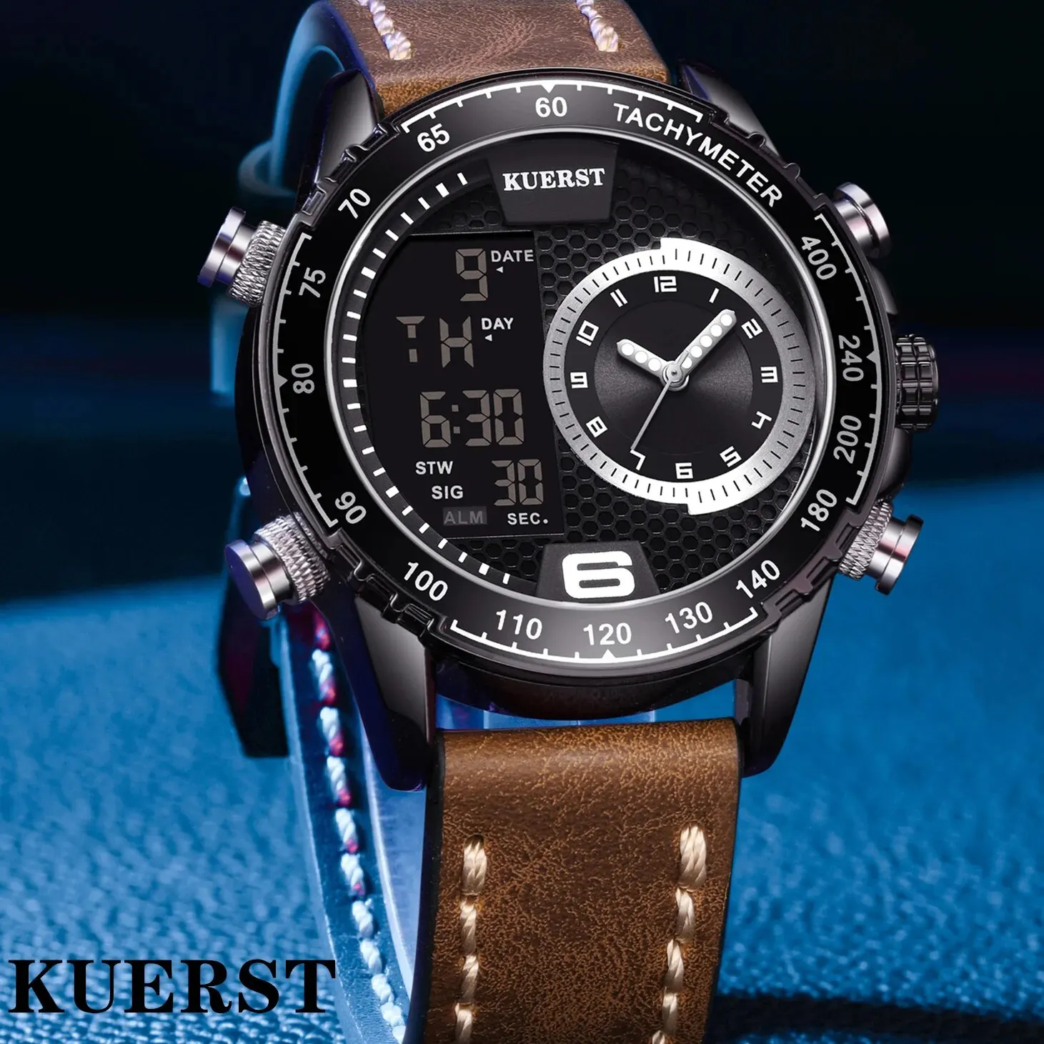 KUERST-Authentic-New-Concept-Quartz-Electronic-Dual-Display-Watch ...