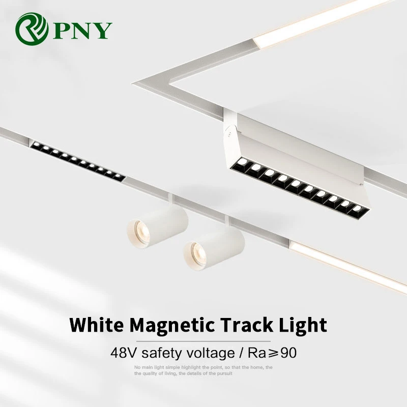 White-Magnetic-Track-Light-Dimmable-Folding-Magnet-Spotlight-48V-Tuya ...