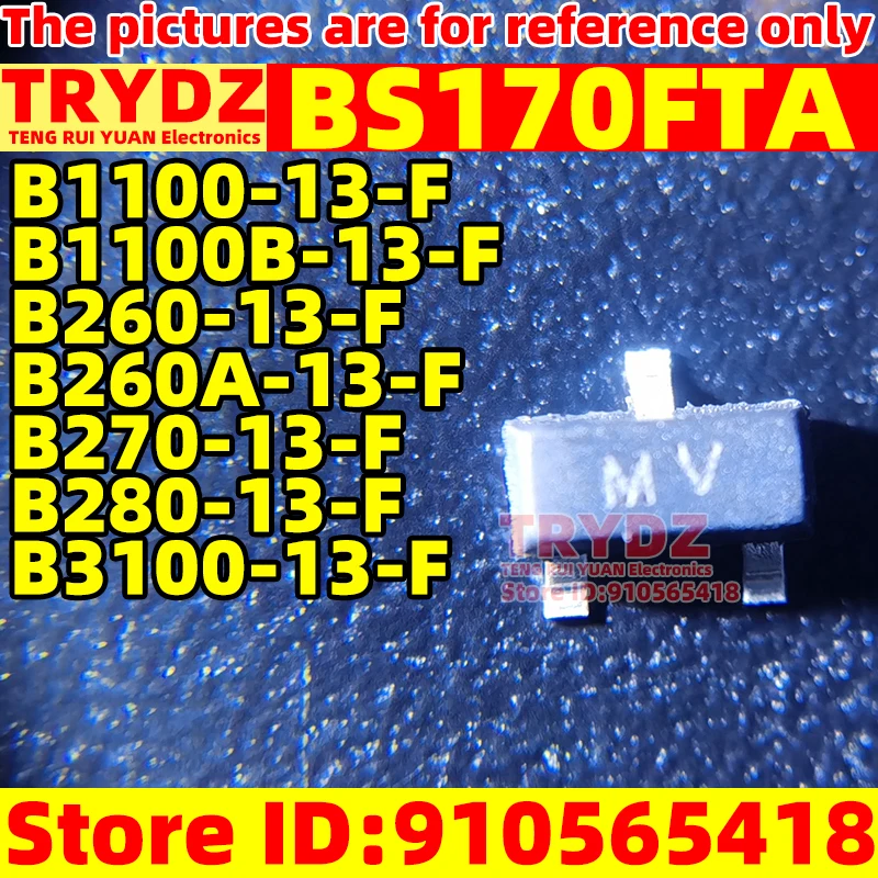 200-20pcs New BS170FTA BS170F SOT-23 / B1100-13-F B1100B-13-F B260-13-F ...