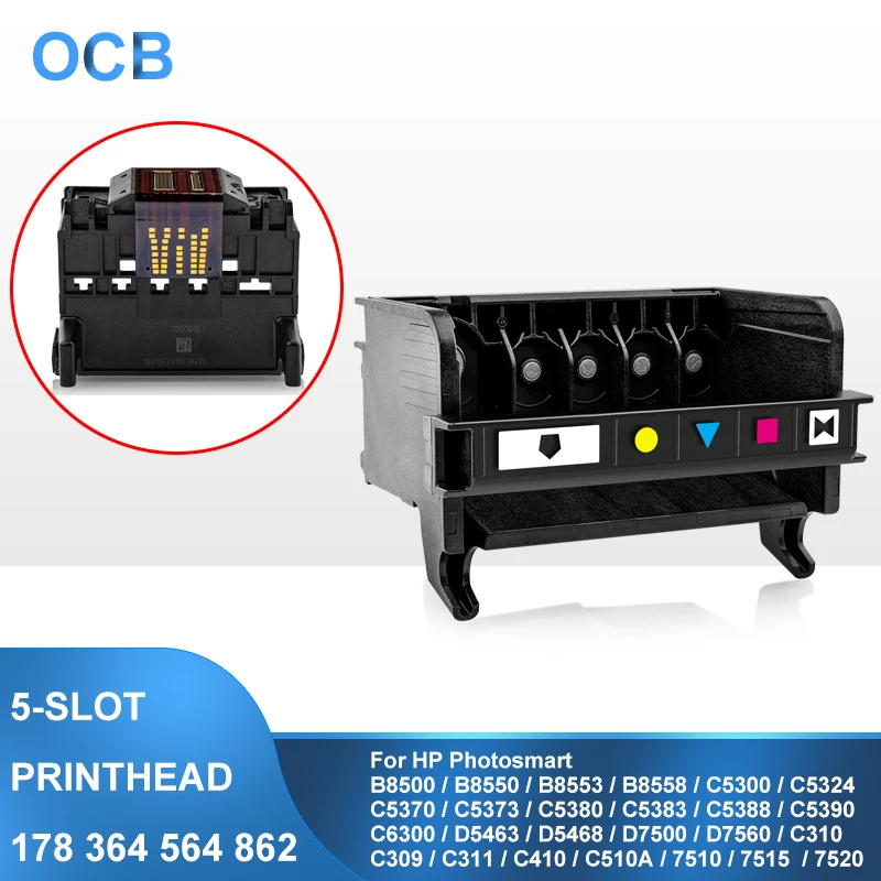 178-364-564-862-564XL-5-Slot-Printhead-Print-Head-For-HP-7510-7515 ...
