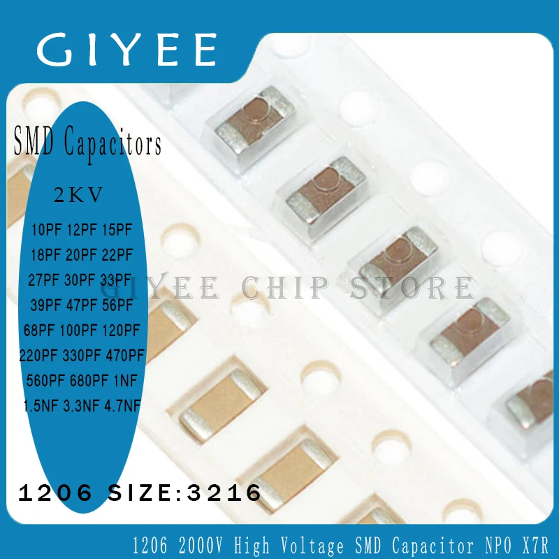 50pcs 1206 2000V 2KV High Voltage SMD Chip Ceramic Capacitor 10PF 18PF ...