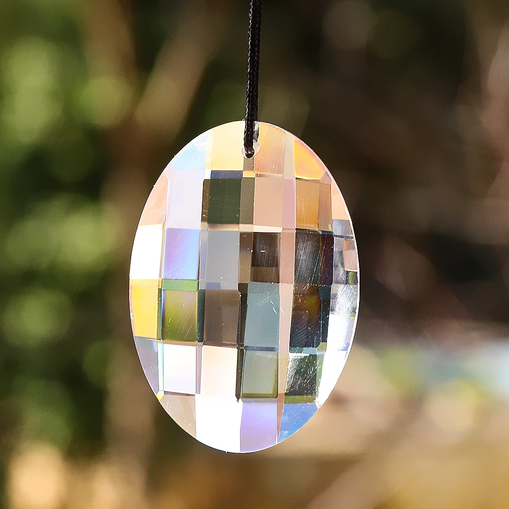 Muy Bien Shinning Grid Crystal Prisms Suncatcher Faceted Glass Hanging ...