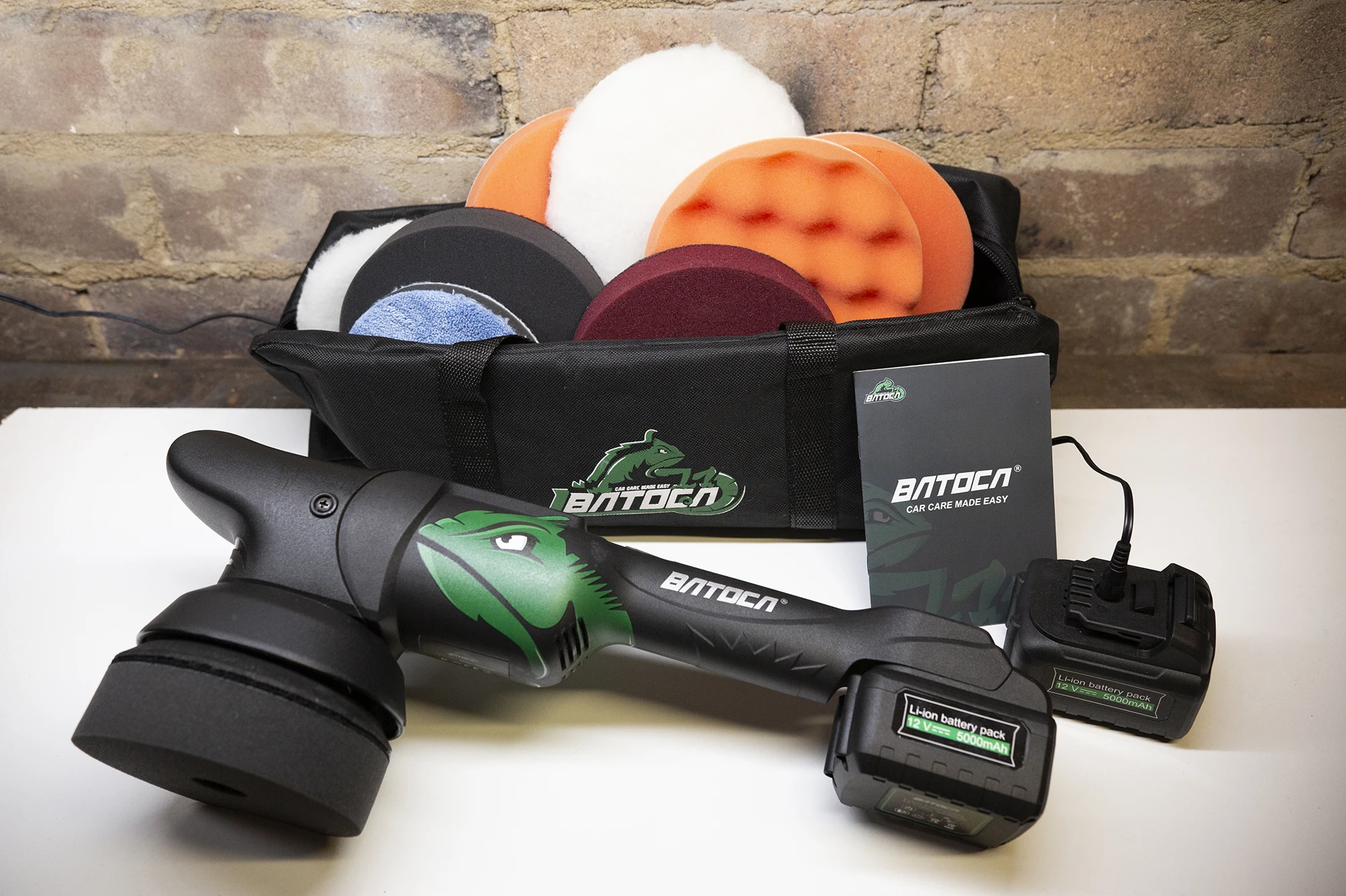 Batoca S2 무선 자동차 폴리셔 세트 2 x 5.0Ah 배터리 무선 자동차 폴리싱 머신, 듀얼 액션 LCD 소프트 스타트 ...