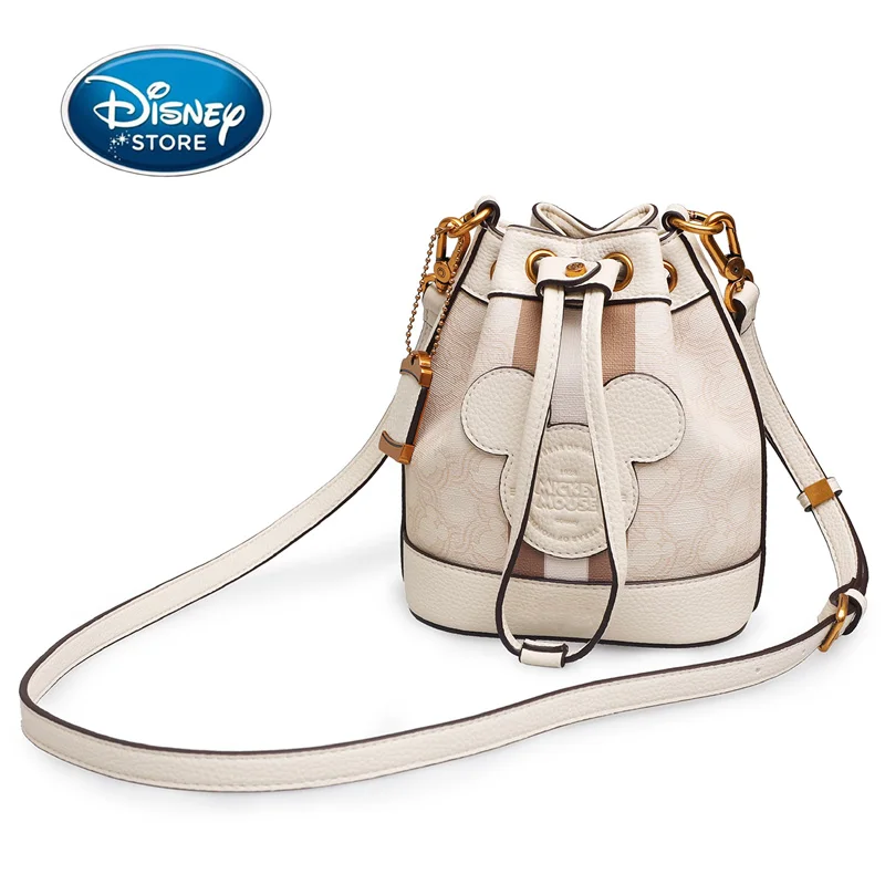 New Disney Retro Pattern Women High-End Bucket Bag Mickey Mouse Leather ...
