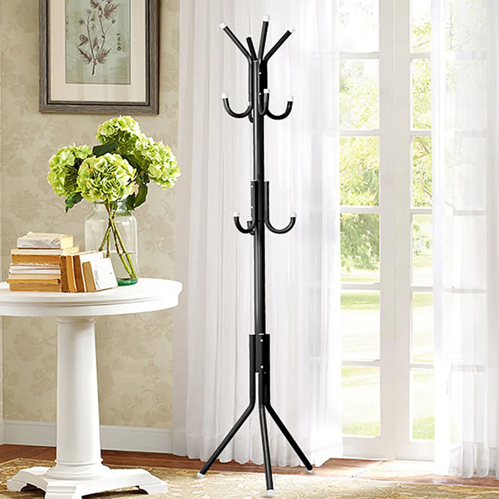 Coat-Clothes-Stand-Coat-Hat-Tree-Stand-Multi-Hook-Metal-Coat-Hat-Rack ...