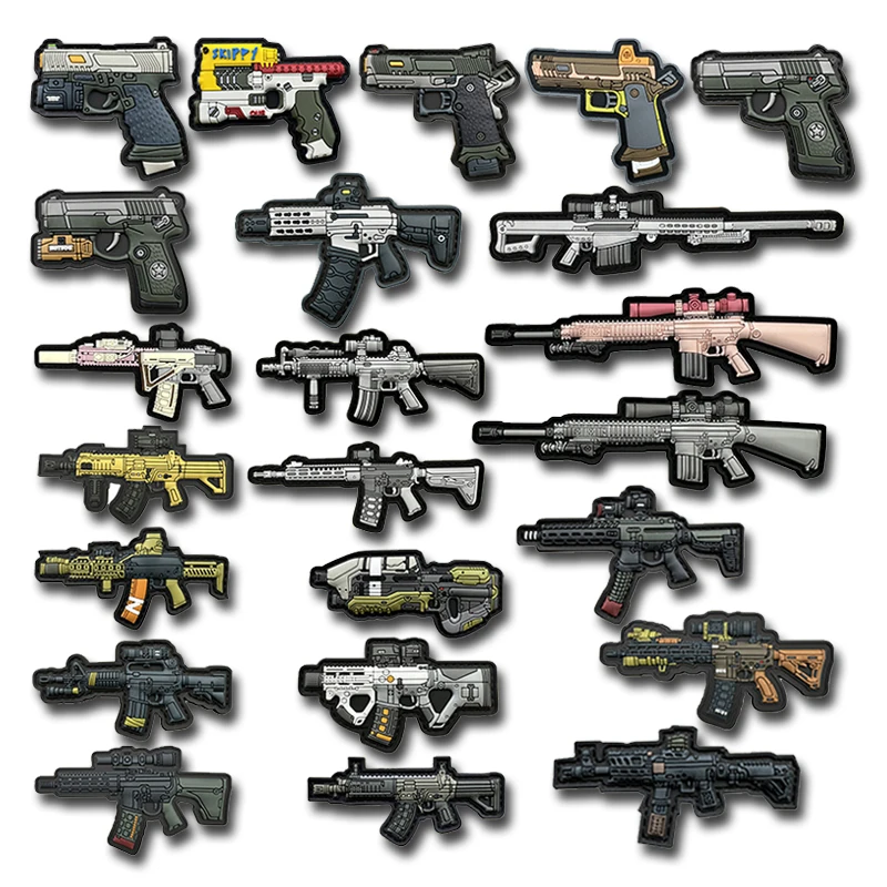 Cartoon-version-weapon-pistol-patches-hook-loop-PVC-GUN-Badges-Soft ...