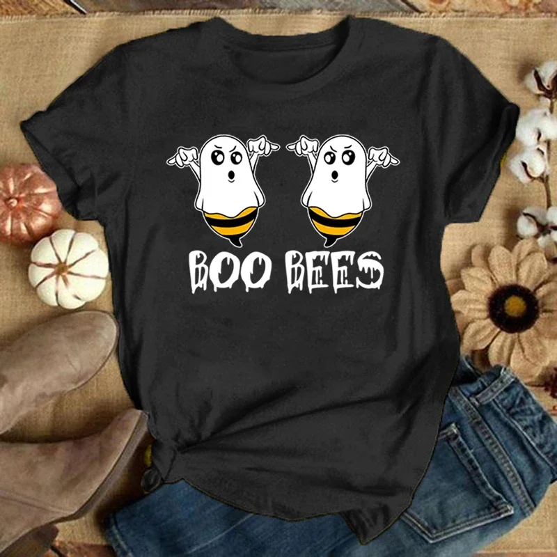 Summer Short Sleeve Tee Shirt Femme Funny Boo Bees Letter Print TShirt ...