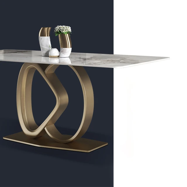 Italian Light Luxury Bright Slate Dining Table High-end Restaurant ...